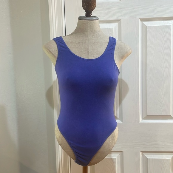 Danskin | Tops | Vintage 8s Danskin Leotard Sleeveless High Cut Purple ...